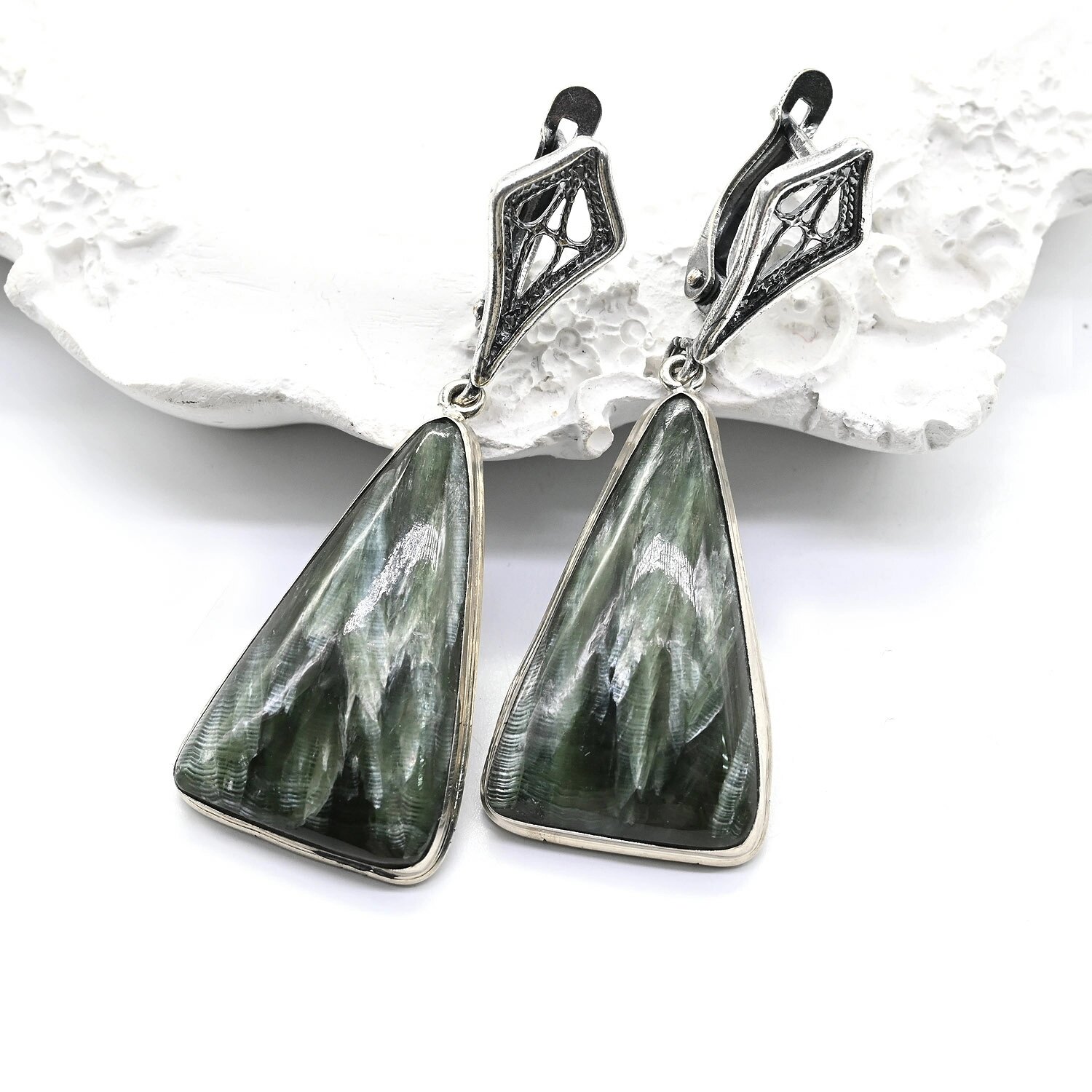 Серьги, серафинит