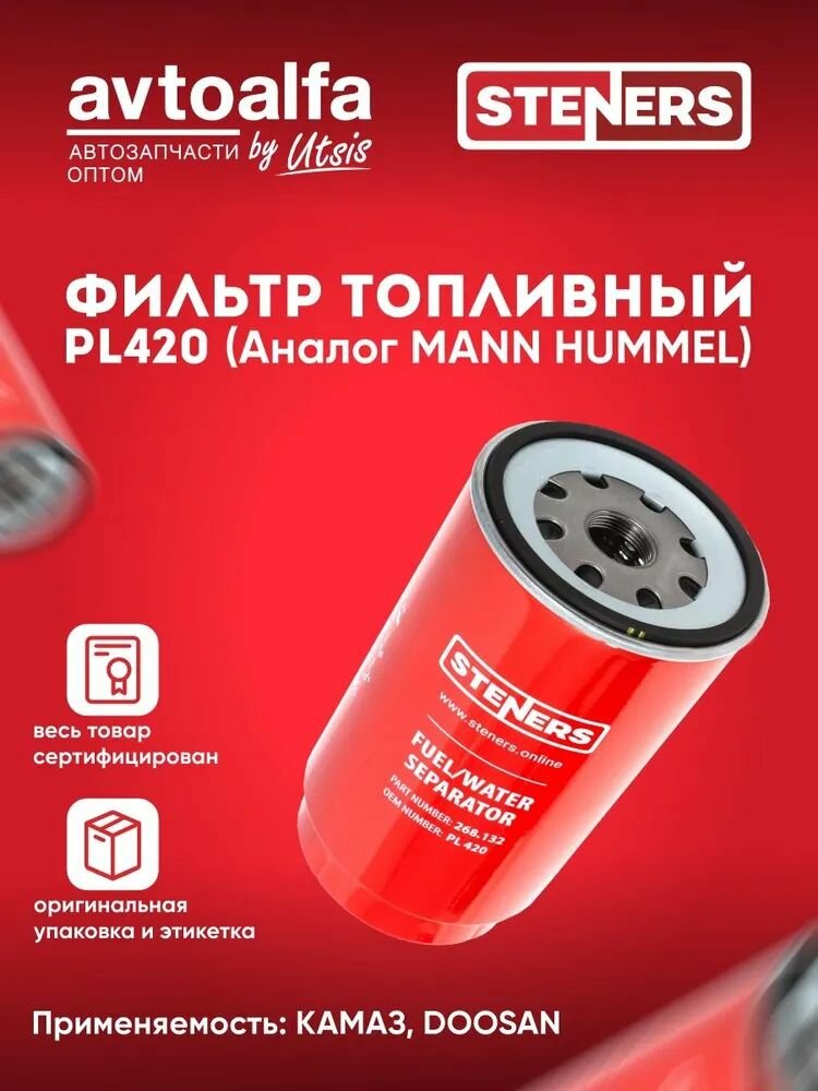 Фильтр топливный КАМАЗ, DOOSAN грубой очистки PL420 (аналог MANN HUMMEL)
