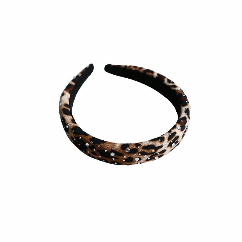 Ободок с леопардовым принтом и стразами ретро стиль модный женственный аксессуар для волос 2025