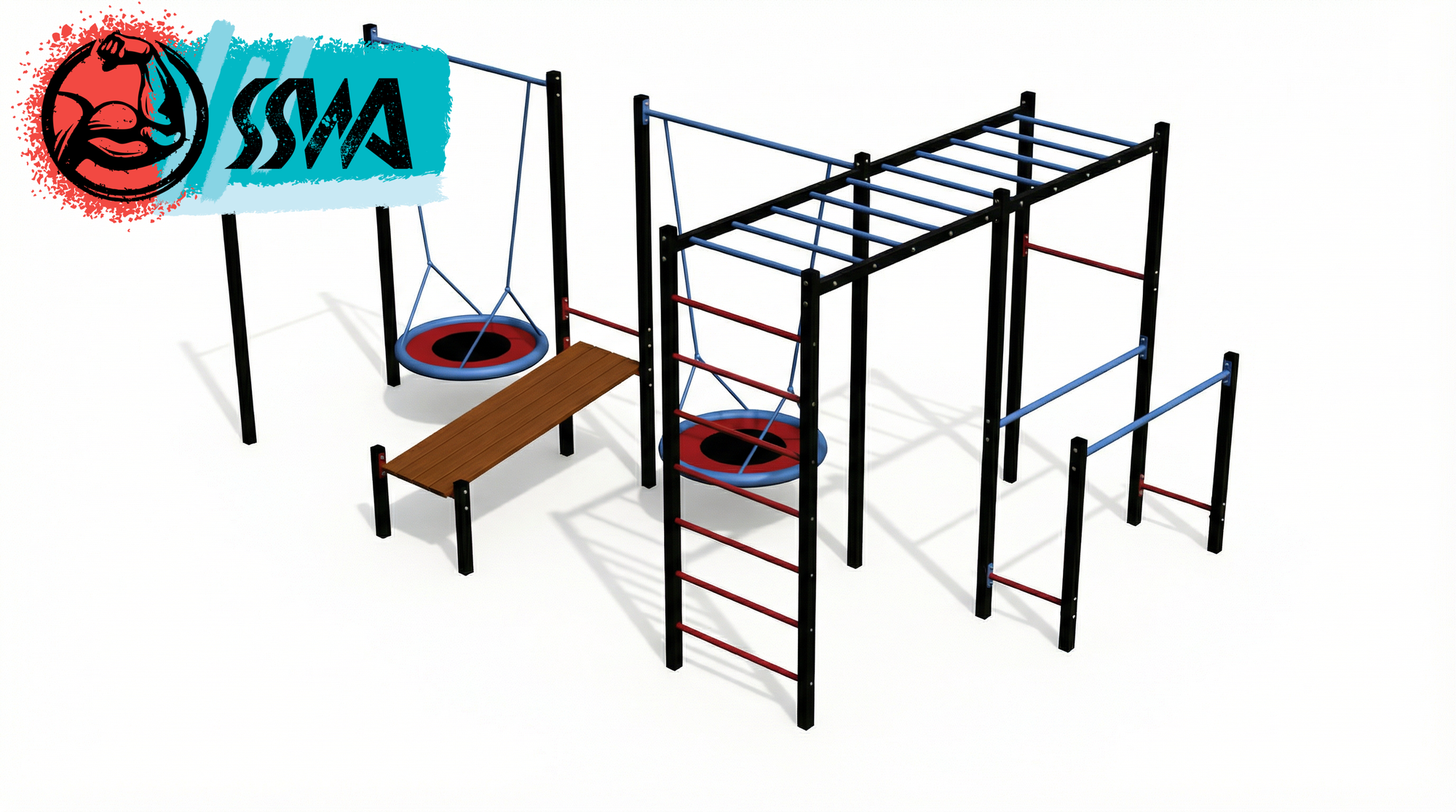 Воркаут площадка SSWA №141 – Универсальный спортивный комплекс для всей семьи 3*5.2 метра от производителя