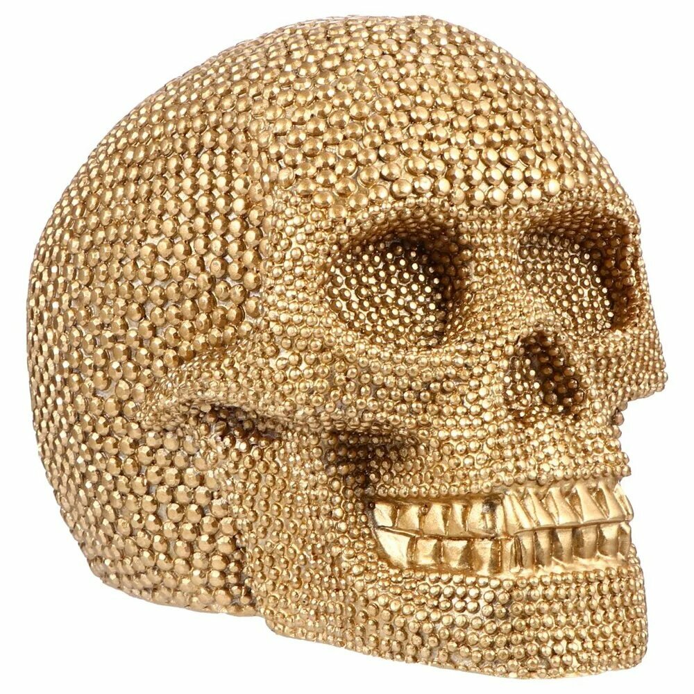 Резная золотая черепная декорация из смолы