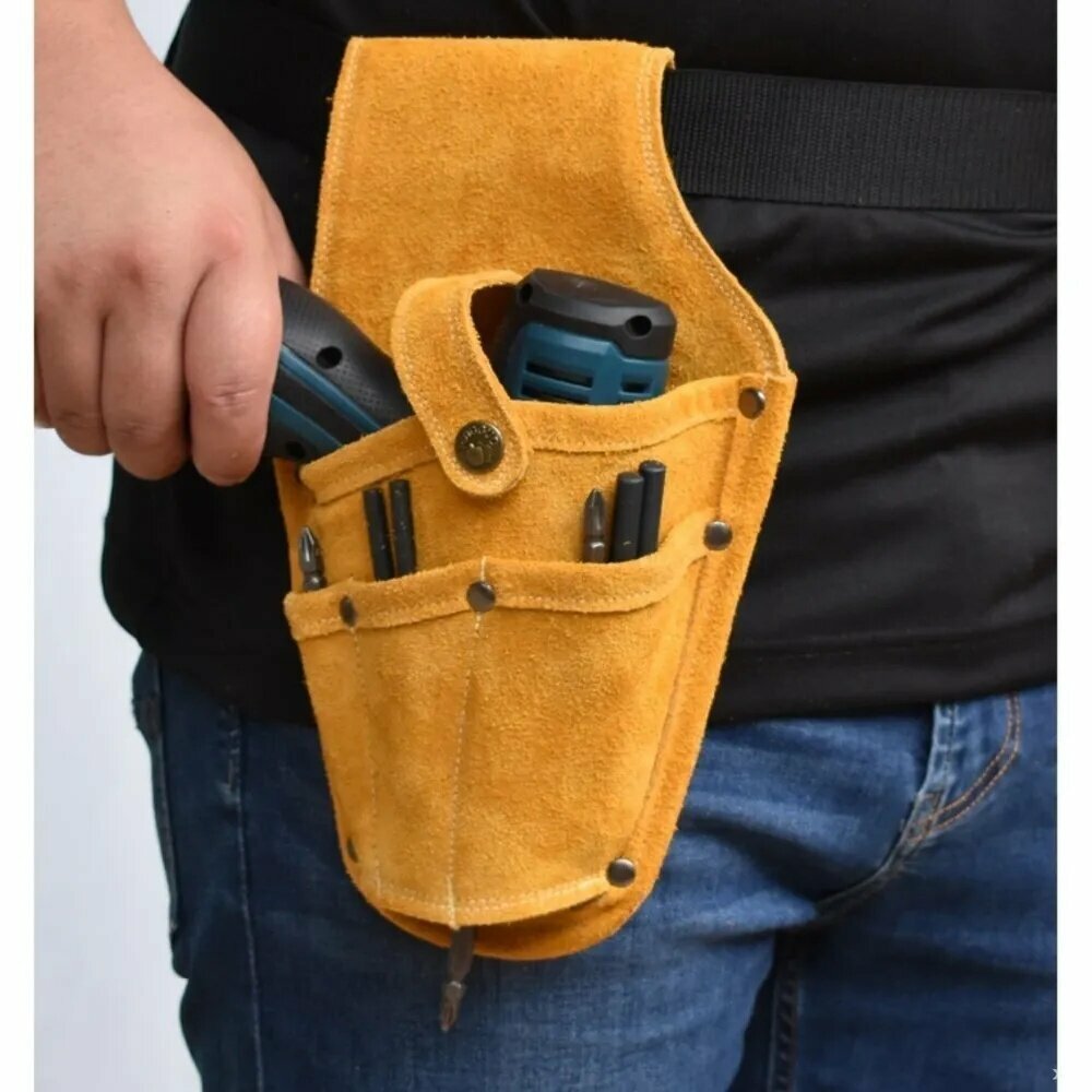Кожаная поясная кобура для шуруповерта, эксклюзивный чехол под инструмент