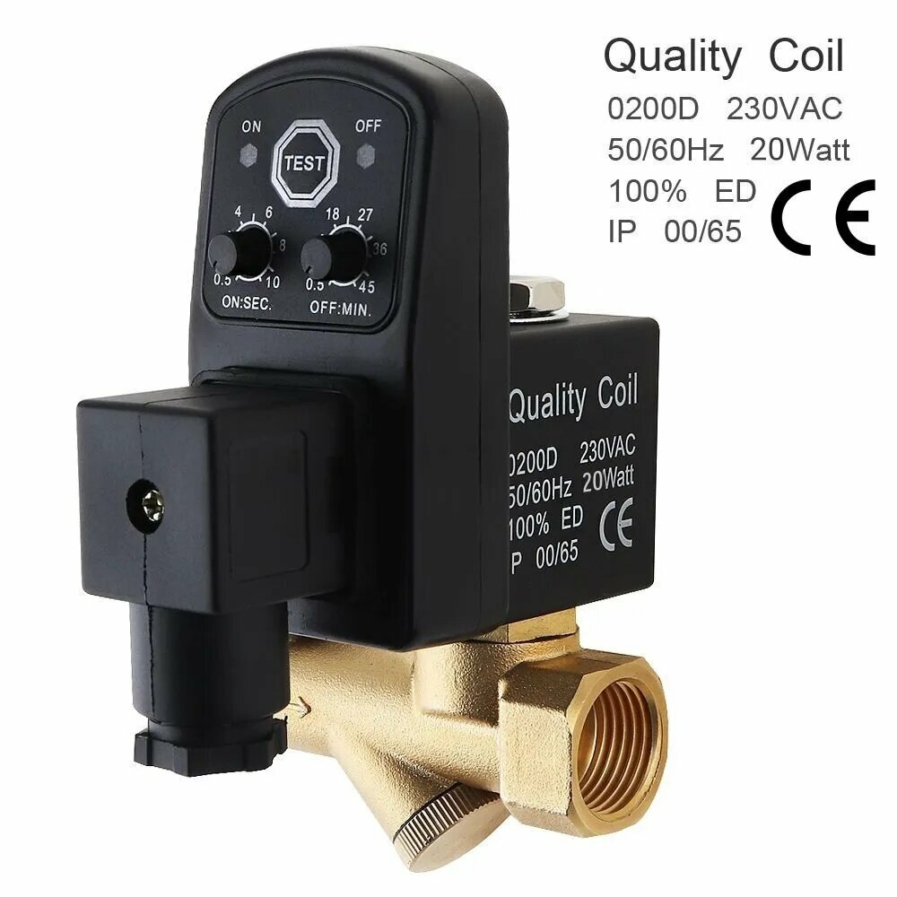 G1/2 DN15 Электромагнитный клапан с электронным таймером слива для управления конденсатом воздушных компрессоров