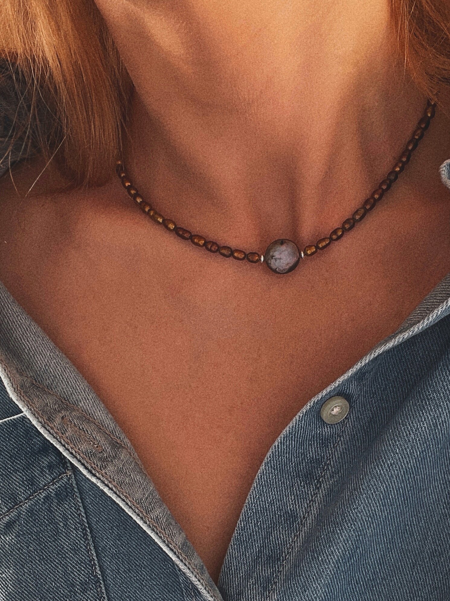 Чокер, жемчуг пресноводный, жемчуг барочный