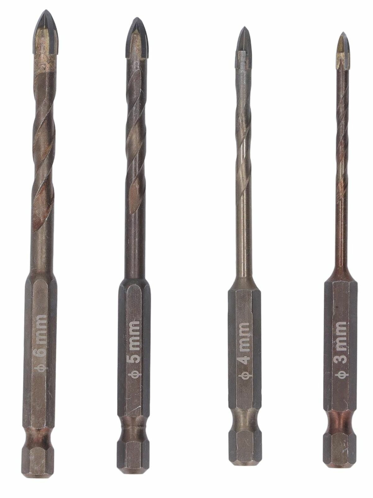 Набор сверл для сверления стекла, керамической плитки, кафеля, стекла, пластика из 4 предметов