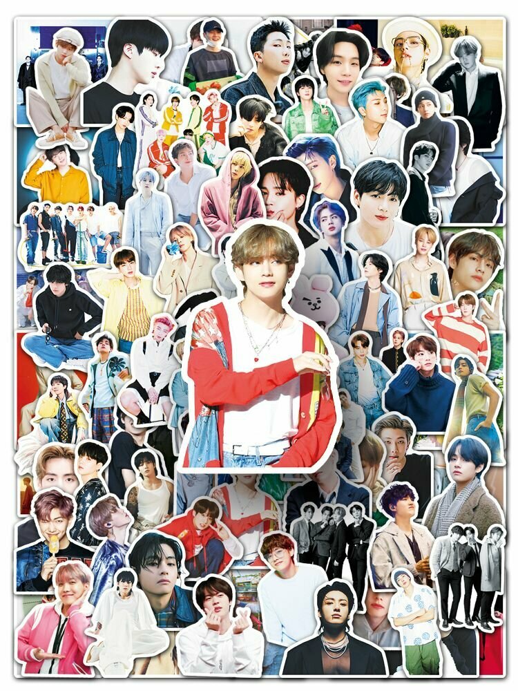 100 крутых наклеек с тематикой BTS для декора