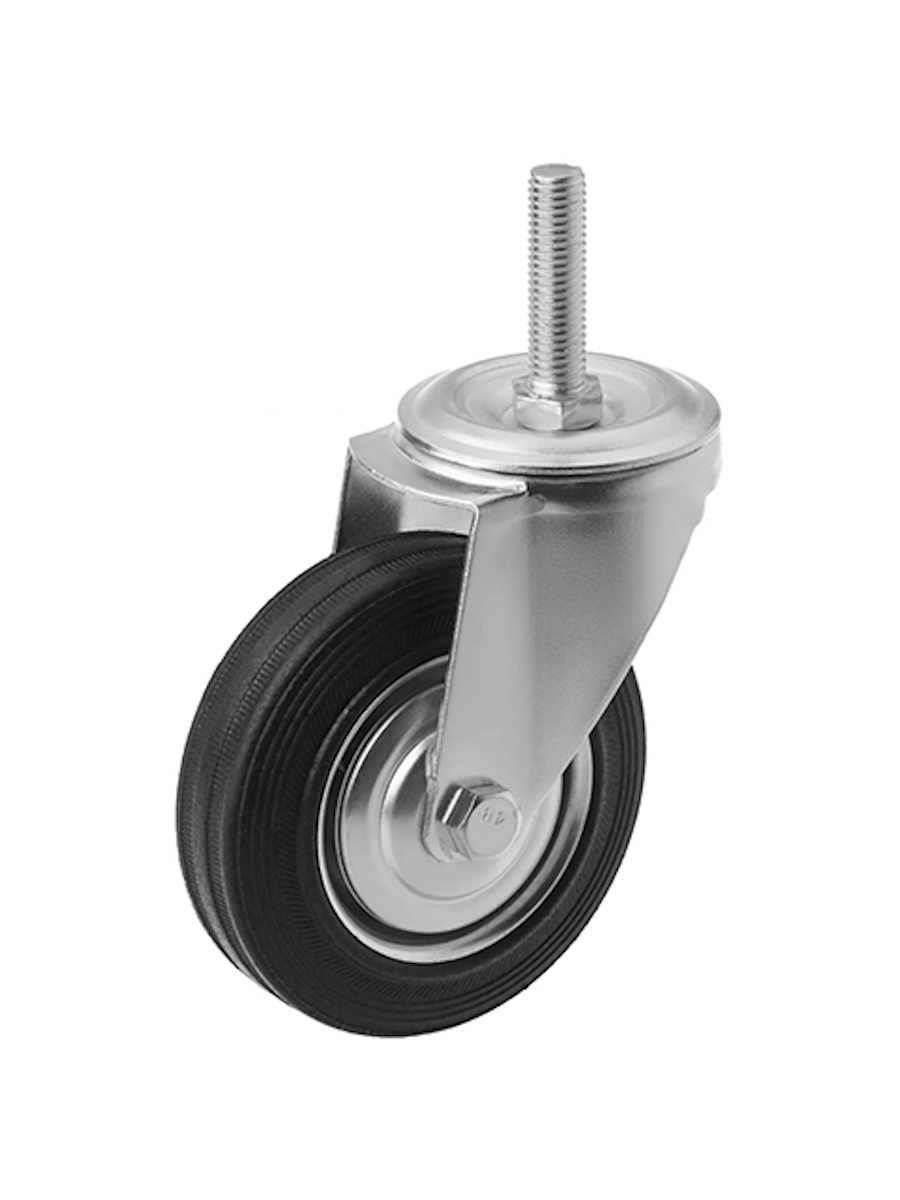 Ролик промышленный черная резина ZipFit SCT55 с болтом d125-100кг