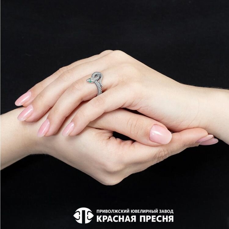 Кольцо, серебро, 925 проба, оксидирование