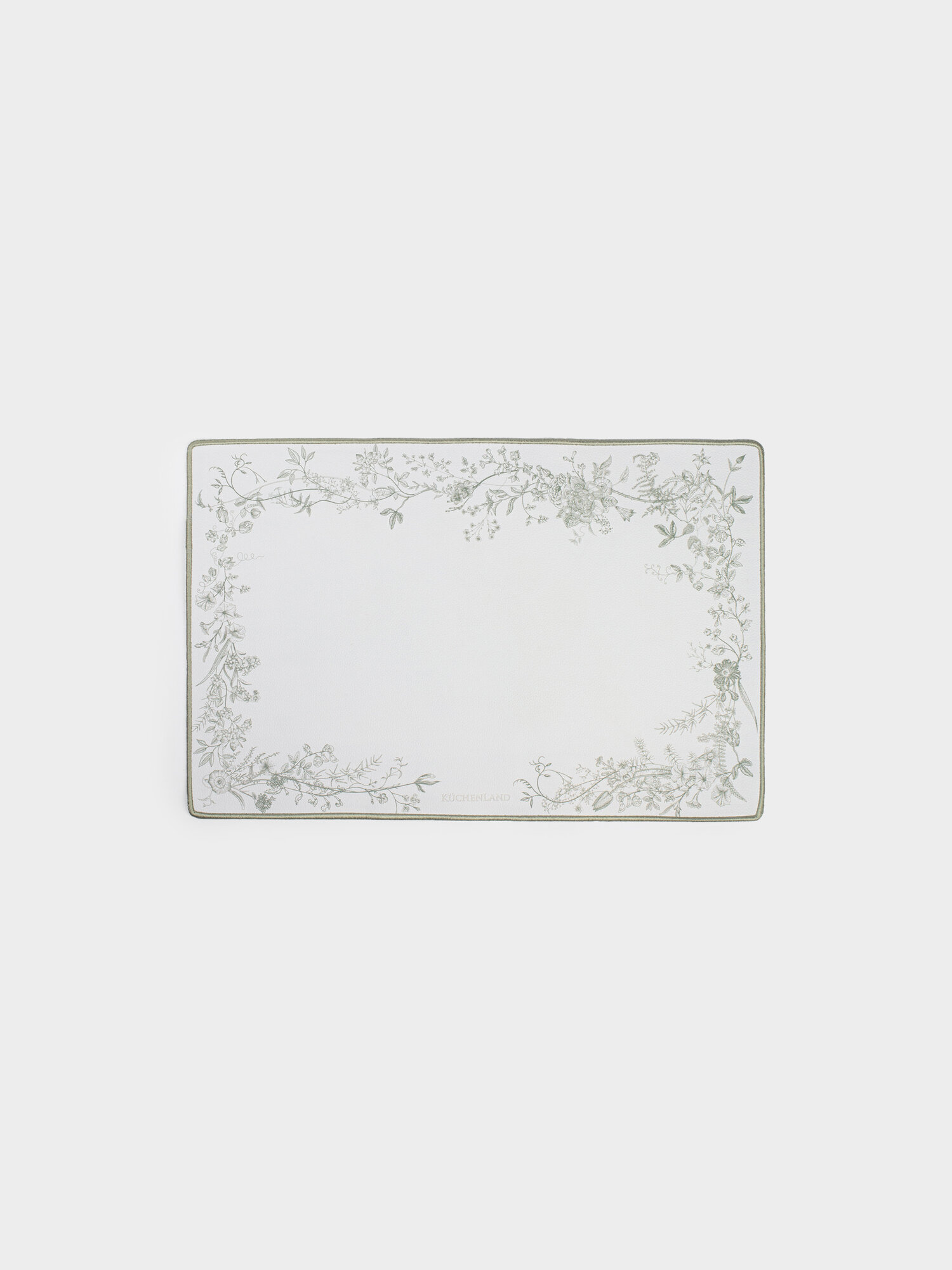 Салфетка под приборы, 30x45 см, ПВХ/полиэстер, прямоугольная, молочная, Цветы и ветви, Rock print, Kuchenland