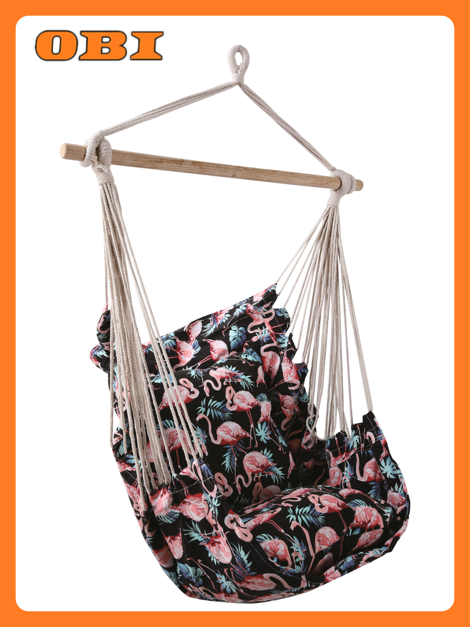 Подвесное кресло Lytton, влагостойкое, черное/розовое, текстиль/дерево, 100кг, 2.67кг