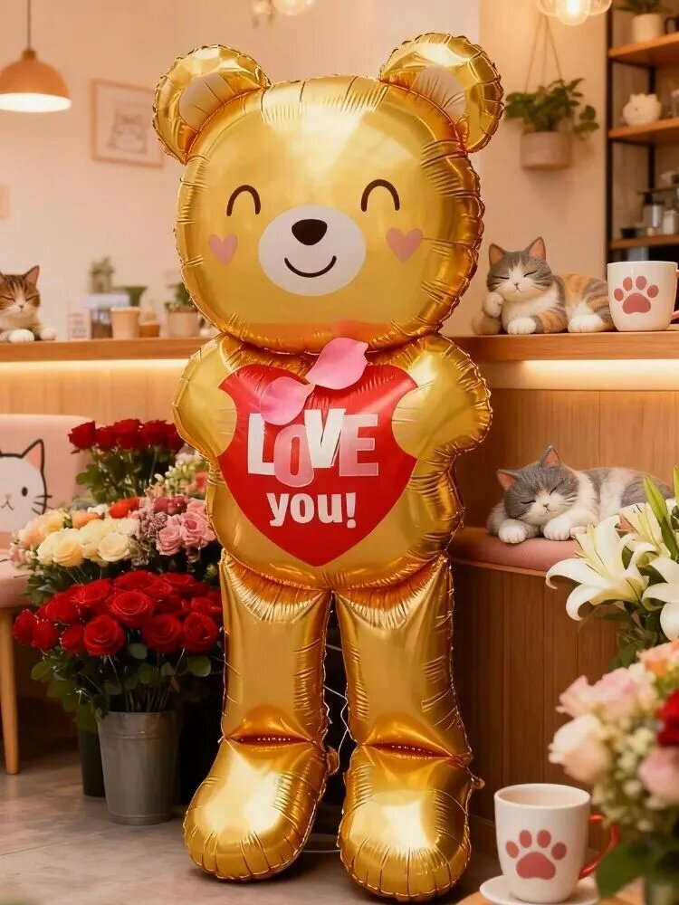 Воздушный шар из алюминиевой пленки Love Bear, 60 дюймов, 152 см, 1 шт