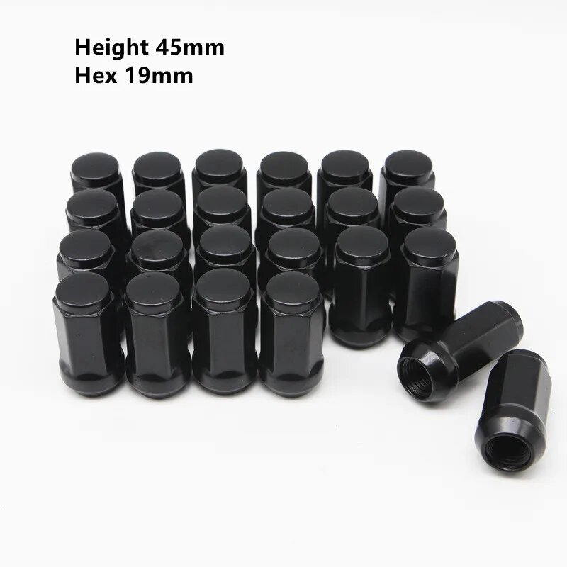 Гайки с коническим сиденьем 45 мм, M14x1.5, 19 мм, шестигранные черные гайки с наконечником для Chevrolet Silverado Suburban 1500, Ford, экспедиция, Стандартная оперативная память 1500 12pcs 45mm