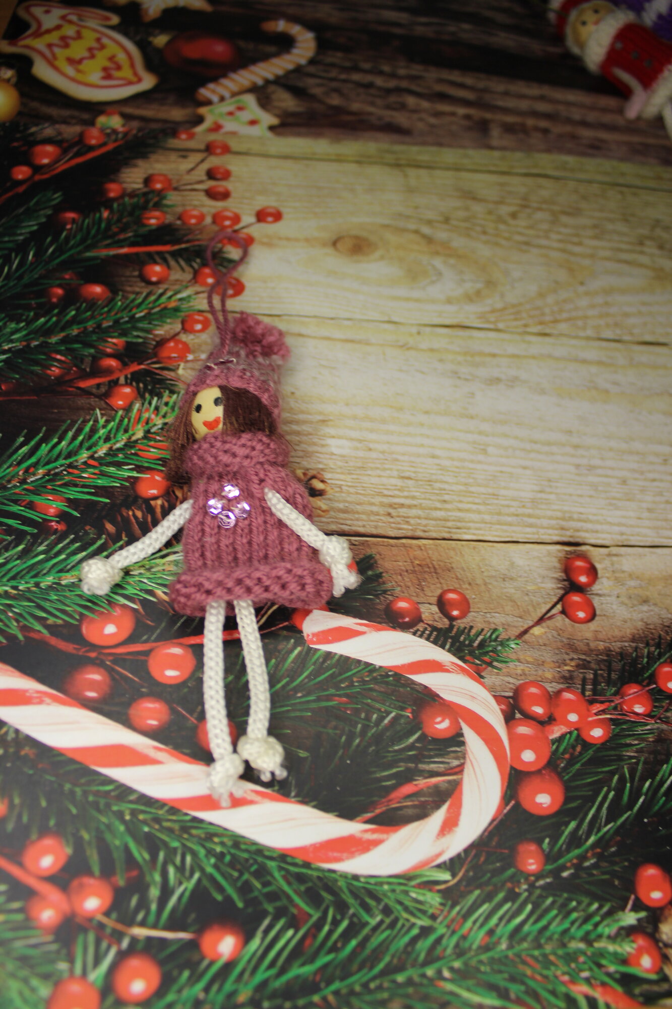 Вязанное украшение, интерьерное украшение, вязанная игрушка, ручная работа, ручная работа, коричневый