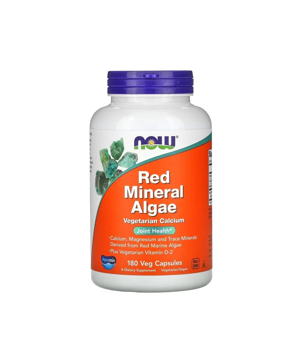 NOW Foods Red Mineral Algae, Комплекс минералов из красных водорослей 180 вегетарианских капсул