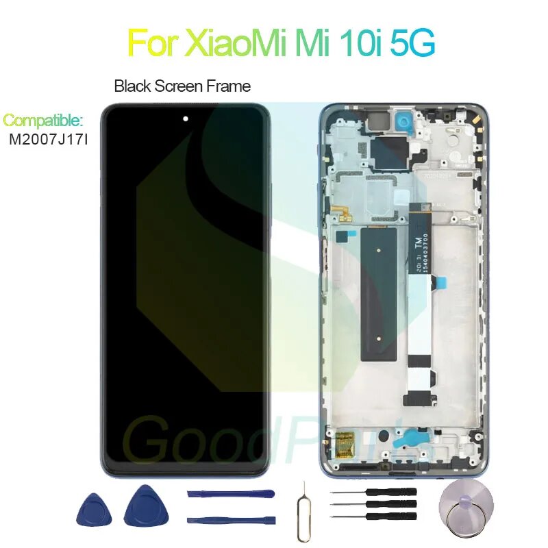 Для XiaoMi Mi 10i 5G ЖК-экран сенсорная панель дигитайзер M2007J17I Mi 10i 5G экран дисплей Black Screen Frame