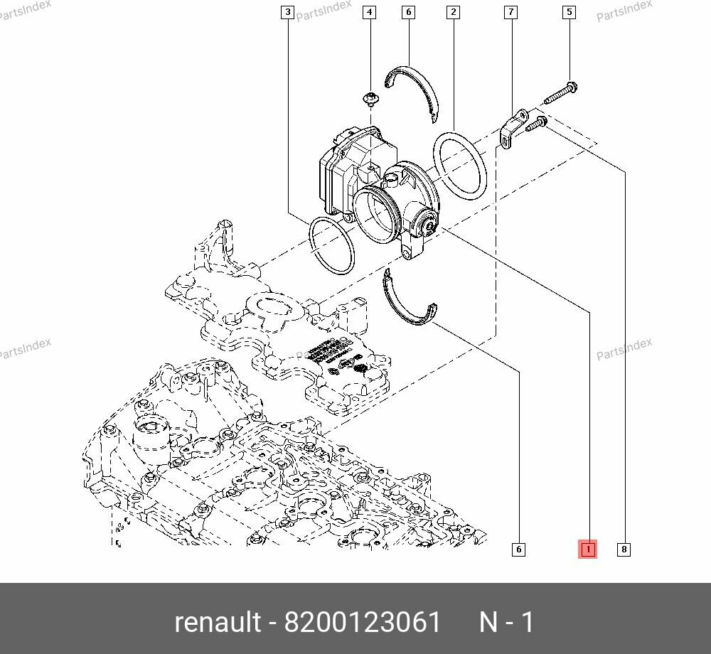 Дроссельная заслонка в сборе, RENAULT 8200123061