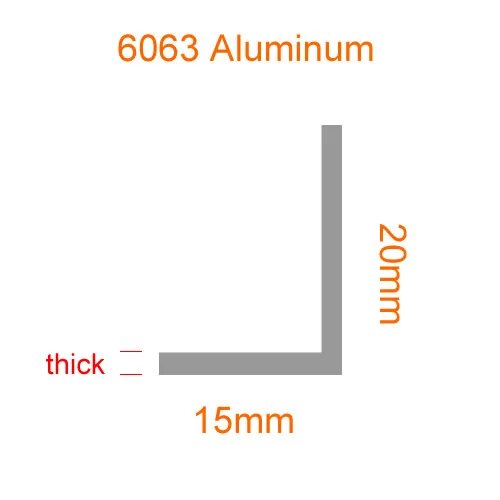 Алюминиевый уголок 6063 15x20x2mm, 245mm