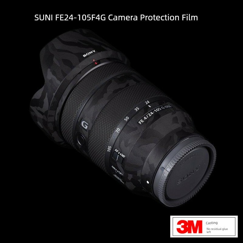 Полная защита объектива для камеры Sony FE 24-105мм F4 G с черным камуфляжным узором тени