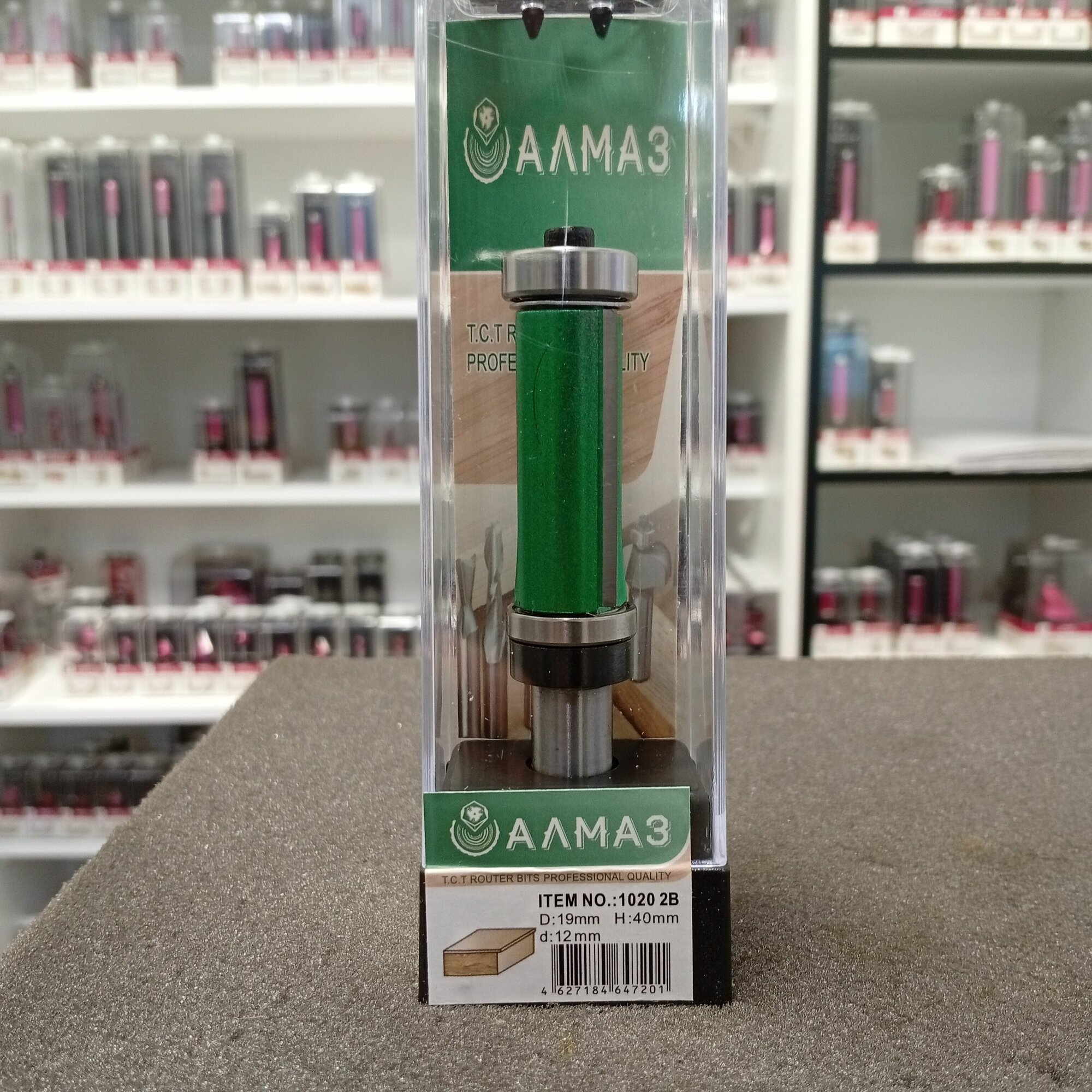 Фреза обгонная 19 мм х 40 мм с верхним и нижним подшипником алмаз 1020B D:19mm I:40mm d:12mm