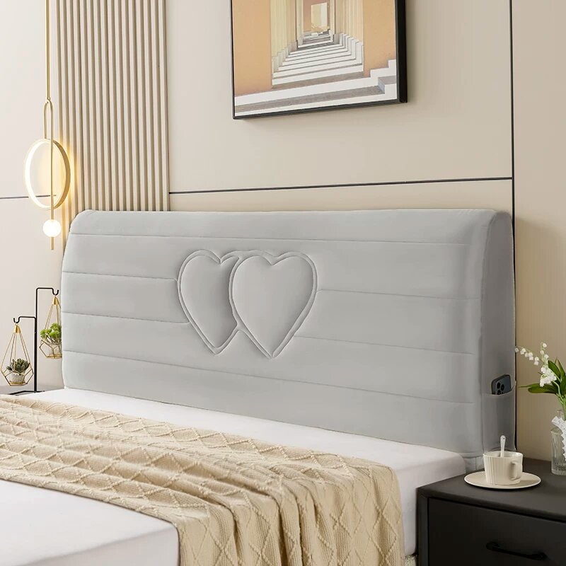 Светло-серый чехол для головы кровати Heart Heart Impression 220x60 см, тканевая защита спинки кровати