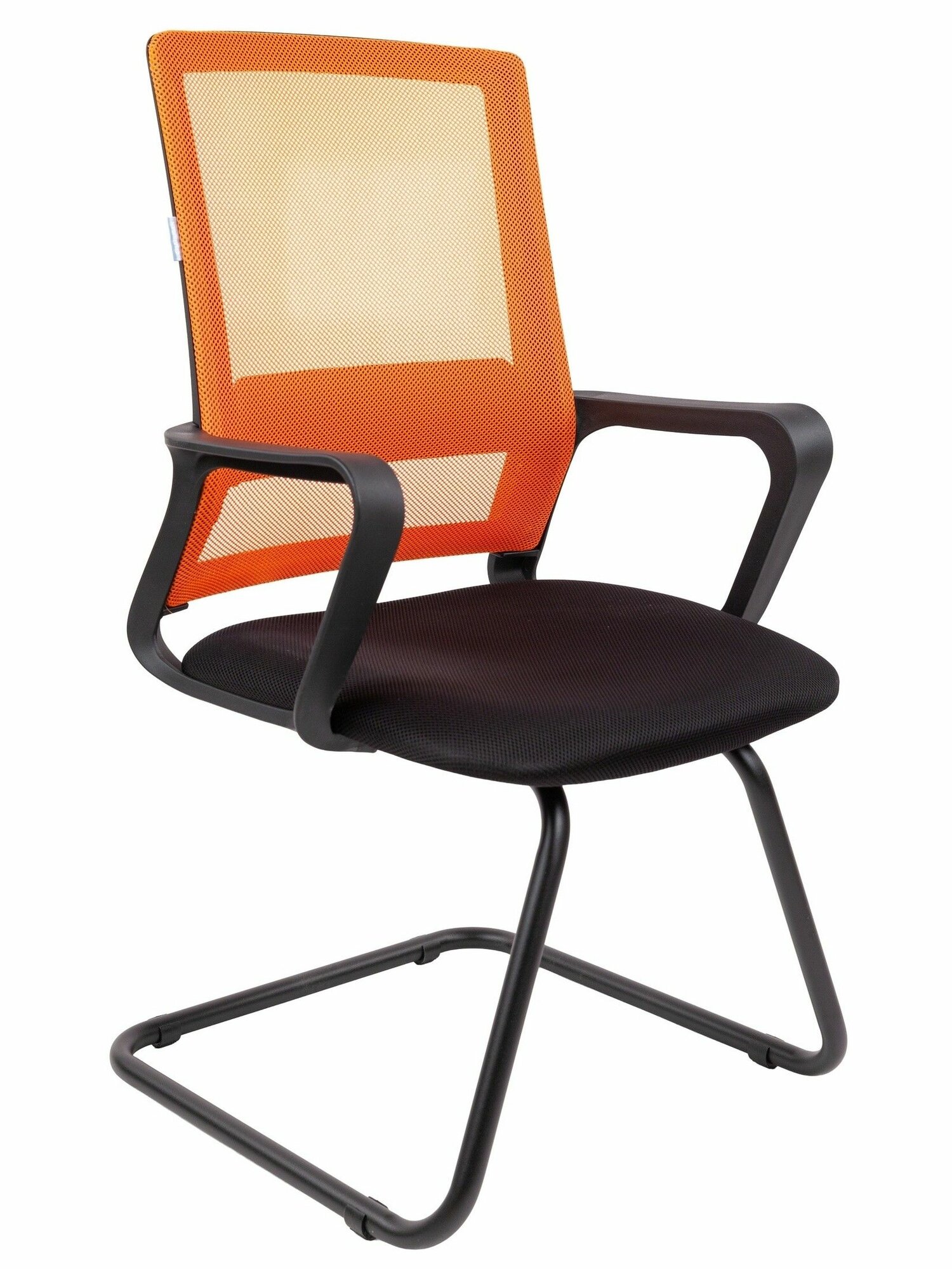 Конференц кресло CHAIRMAN 606 V ткань/сетка, черный/оранжевый офисный стул на полозьях со спинкой сеткой