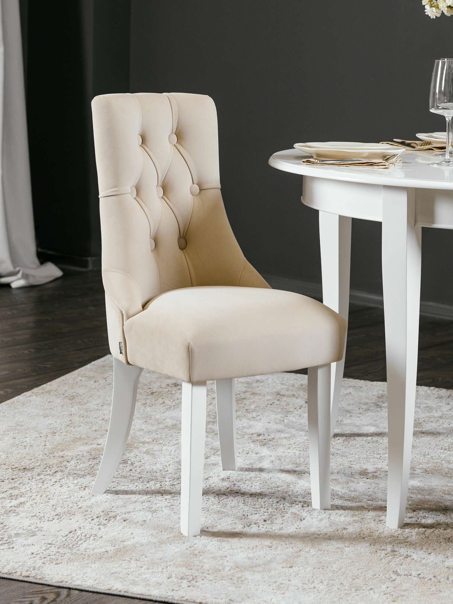 Стул мягкий ASHLEY MINI (сборный), эмаль белая кремовый MUCHIO 12