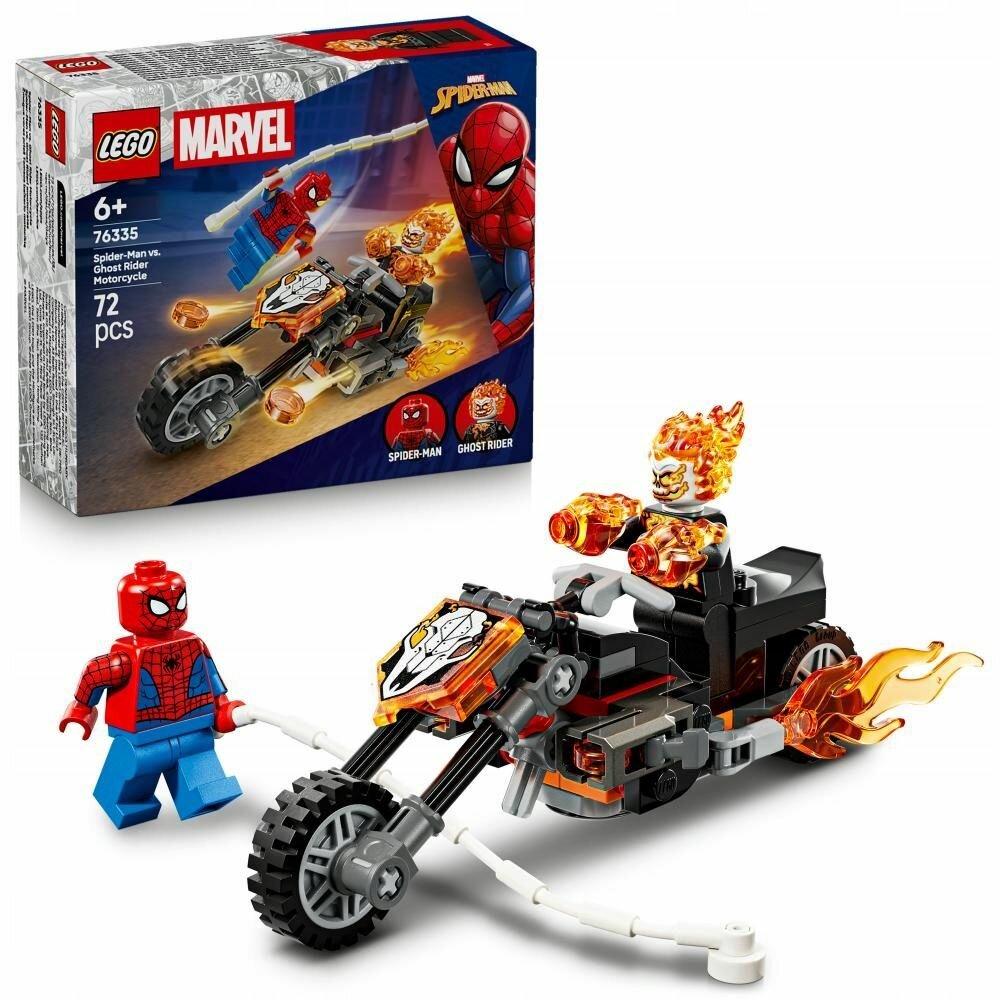 Конструктор LEGO Marvel - Человек-паук против Призрачного всадника на мотоцикле, 72 эл. - Лего Марвел 76335