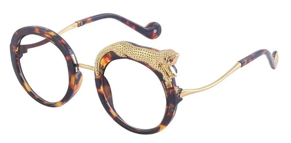 Зеленые круглые очки FELRES с защитой от синего света leopard clear, 0