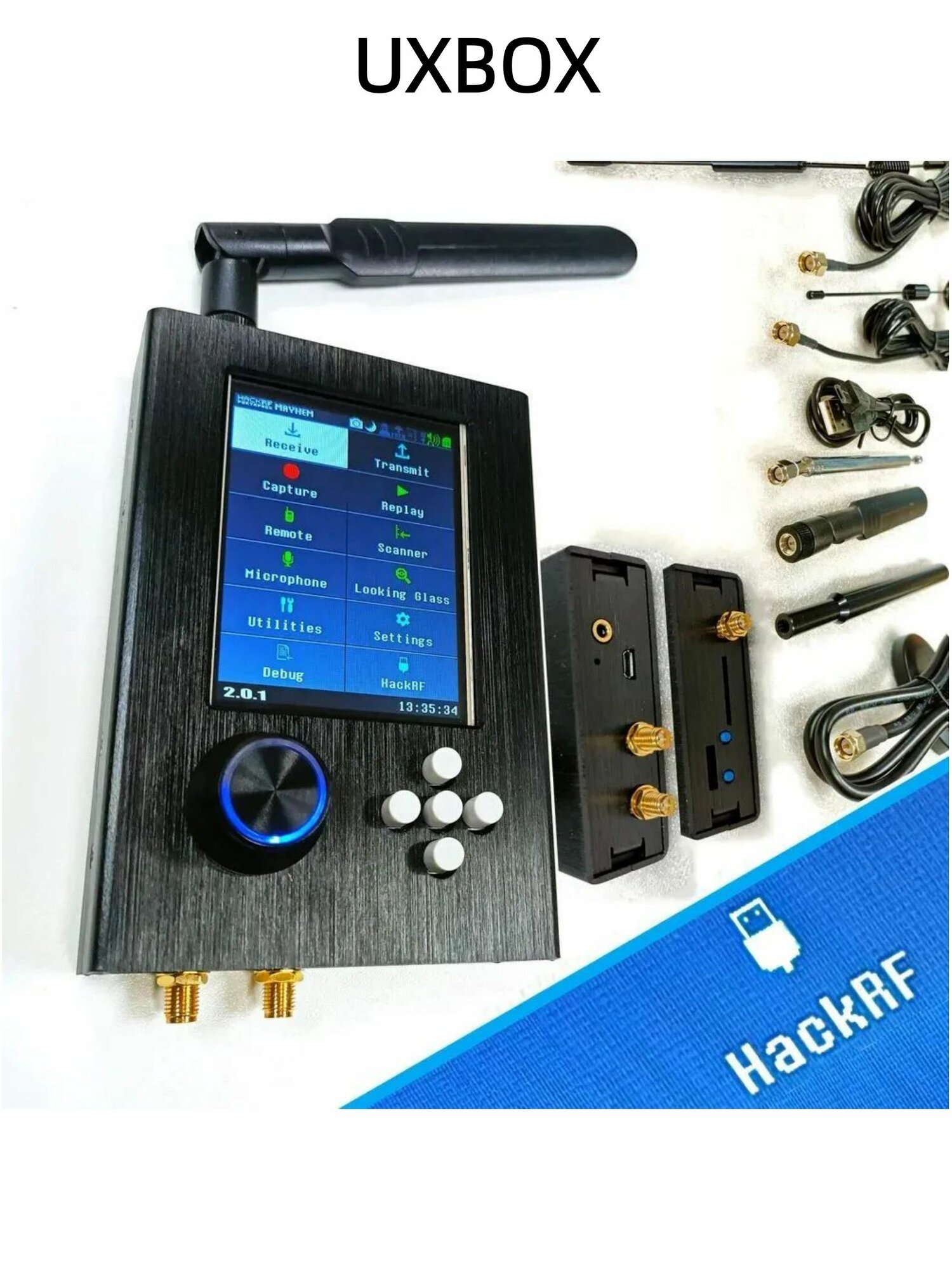 Приемник HackRF one + Portapack H2 Kit-4 с набором антенн, широкополосным усилителем, аккумулятором