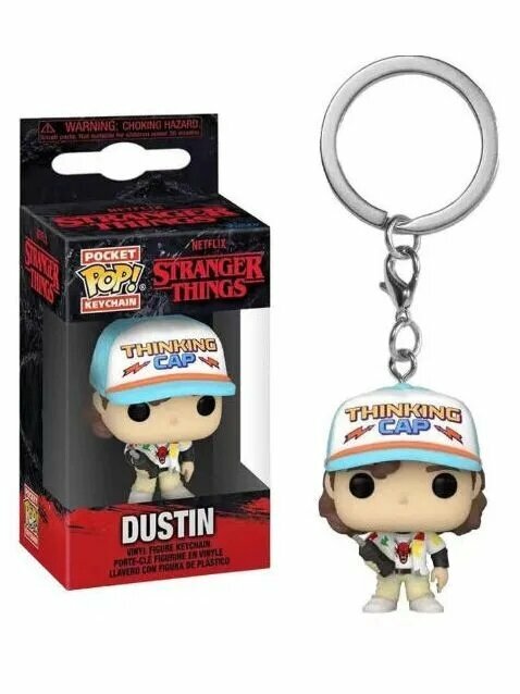 Коллекционный брелок-фигурка Funko Pop: Очень странные дела (Stranger Things), виниловая мини-фигурка Дастин , аксессуар на ключи и рюкзак