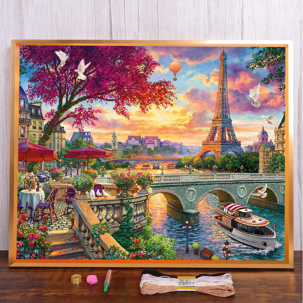Эксклюзивный набор MEIAN для создания парижского пейзажа, 40x30CM 14CT