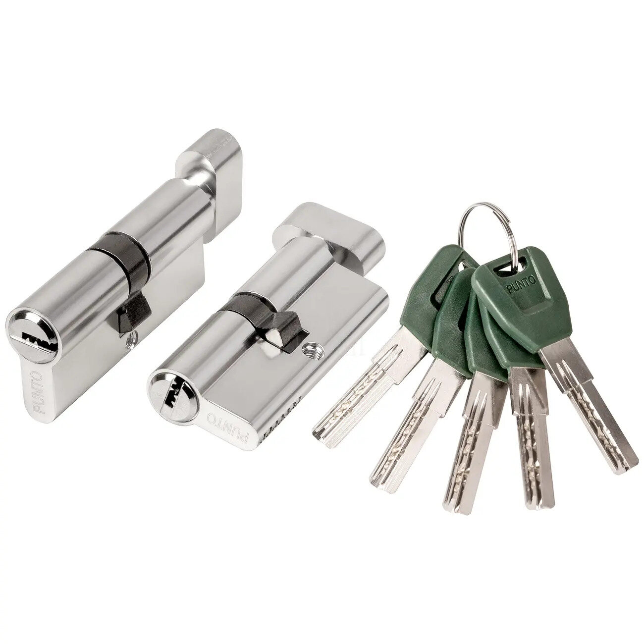 Цилиндровый механизм (личинка для корпусов замков, входных и межкомнатных) Punto (Китай) ключ-вертушка серии A200 никель 45/45