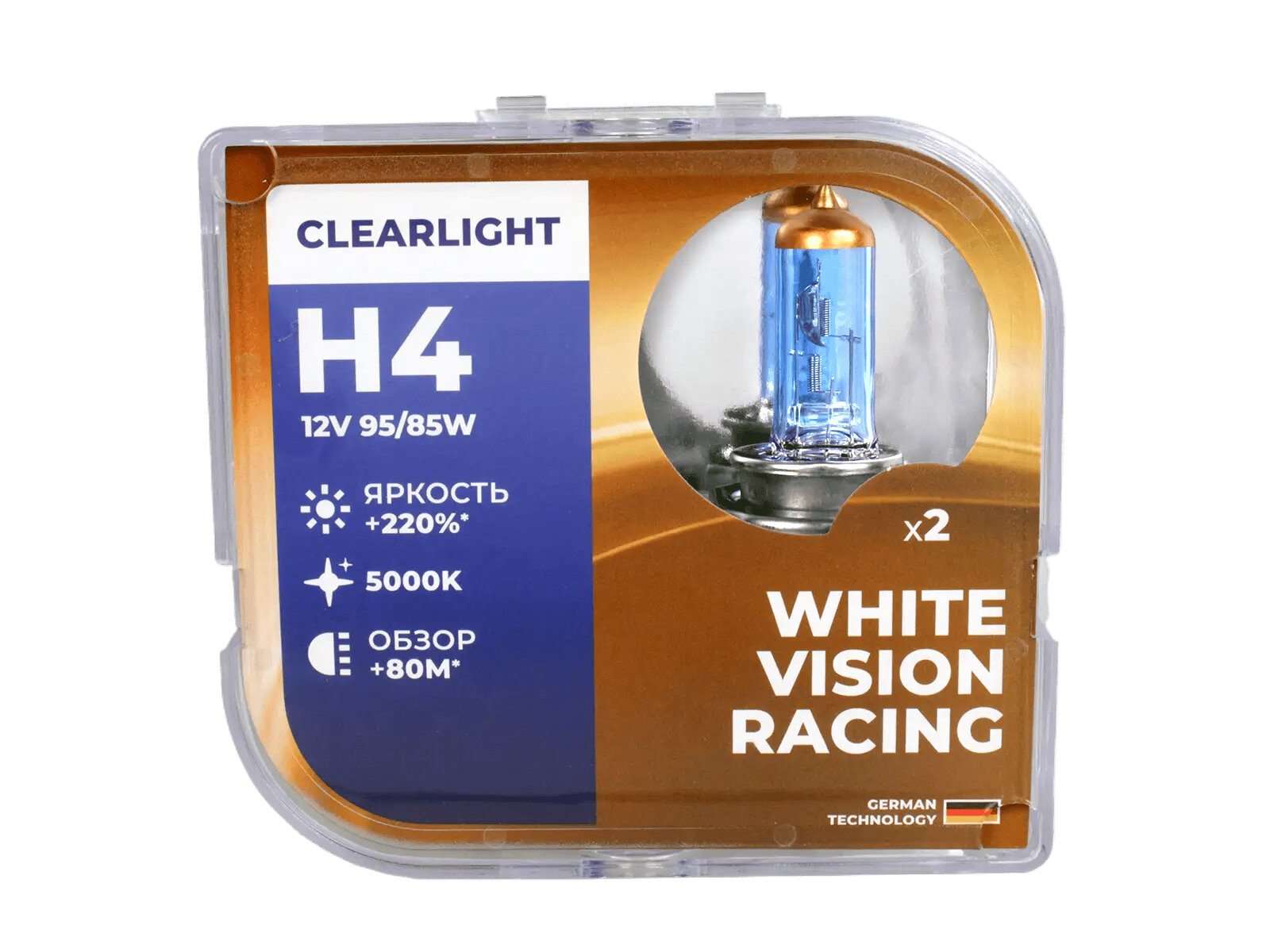 Набор ламп 12V 85/95W H4 Clearlight Whitevision Racing 2 штуки комплект MLH4WVR