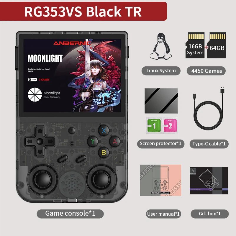 ANBERNIC RG353VS Black TR 64G портативная консоль