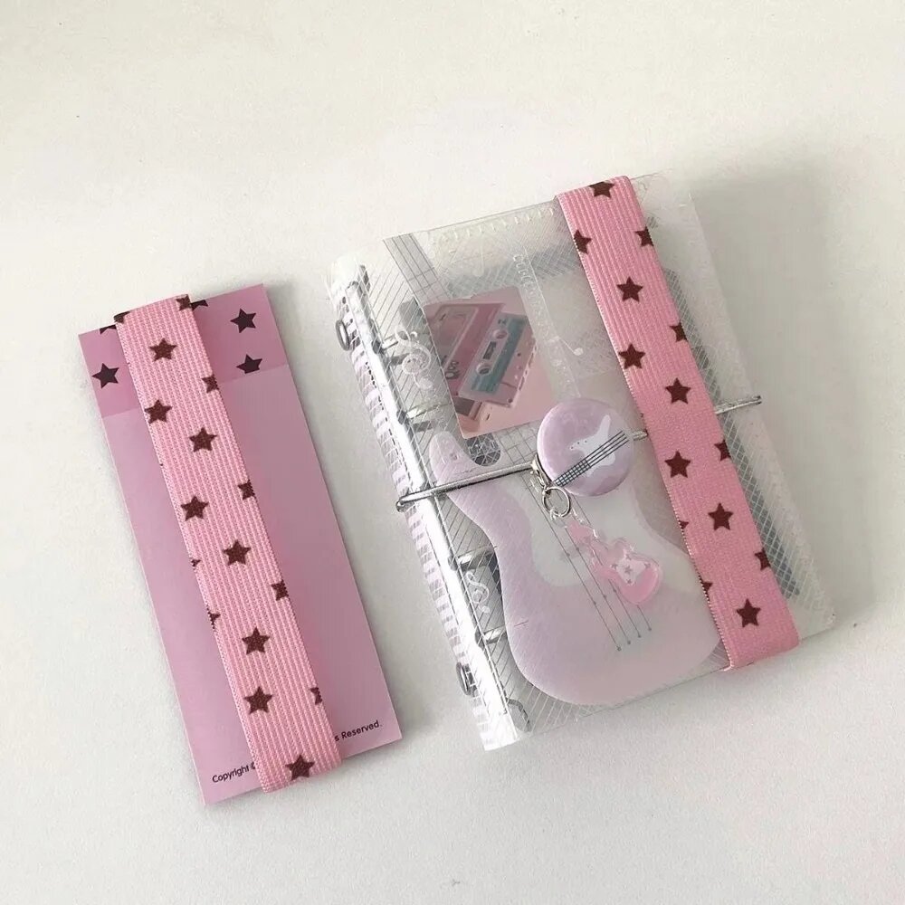 Блокнот-планнер розовый с ремешками, Pink Star