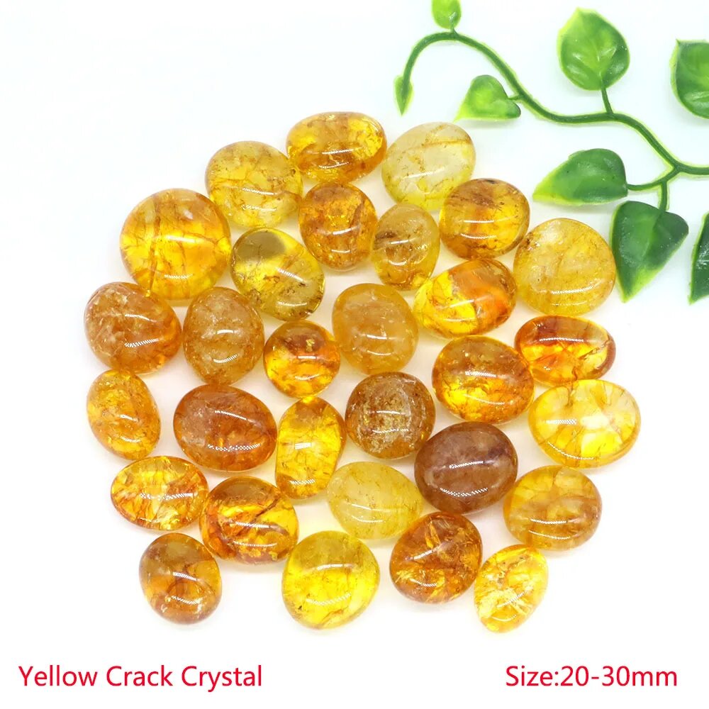 Кварцевые камни синие, красные, желтые с трещинами 500g, Yellow Crack Crystal