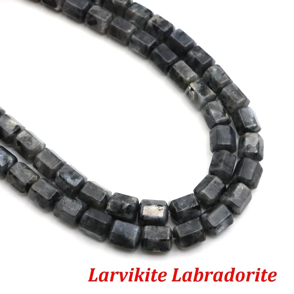 Цилиндрические бусины амазонит 8x10 мм, 19-20/39-40 шт Черный, 39-40 pcs, Black Labradorite