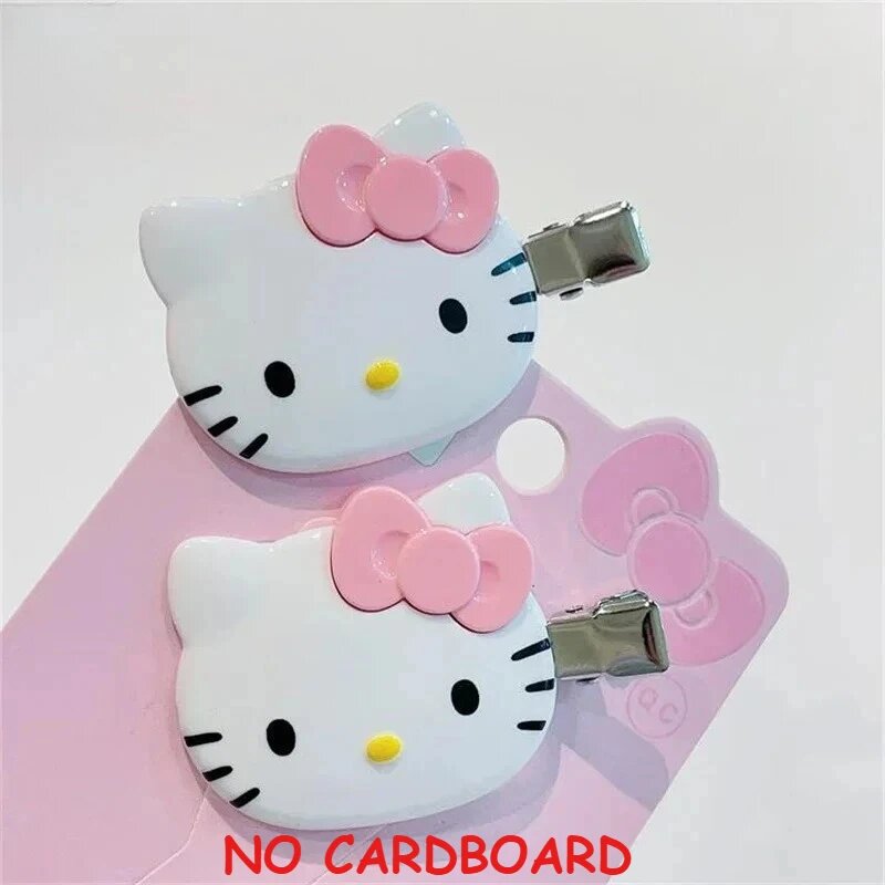 Kawaii черная кожа, заколка для волос «Hello Kitty», милые девушки, милая мультяшная челка, боковой зажим, креативный головной убор для детей, подарки на день рождения