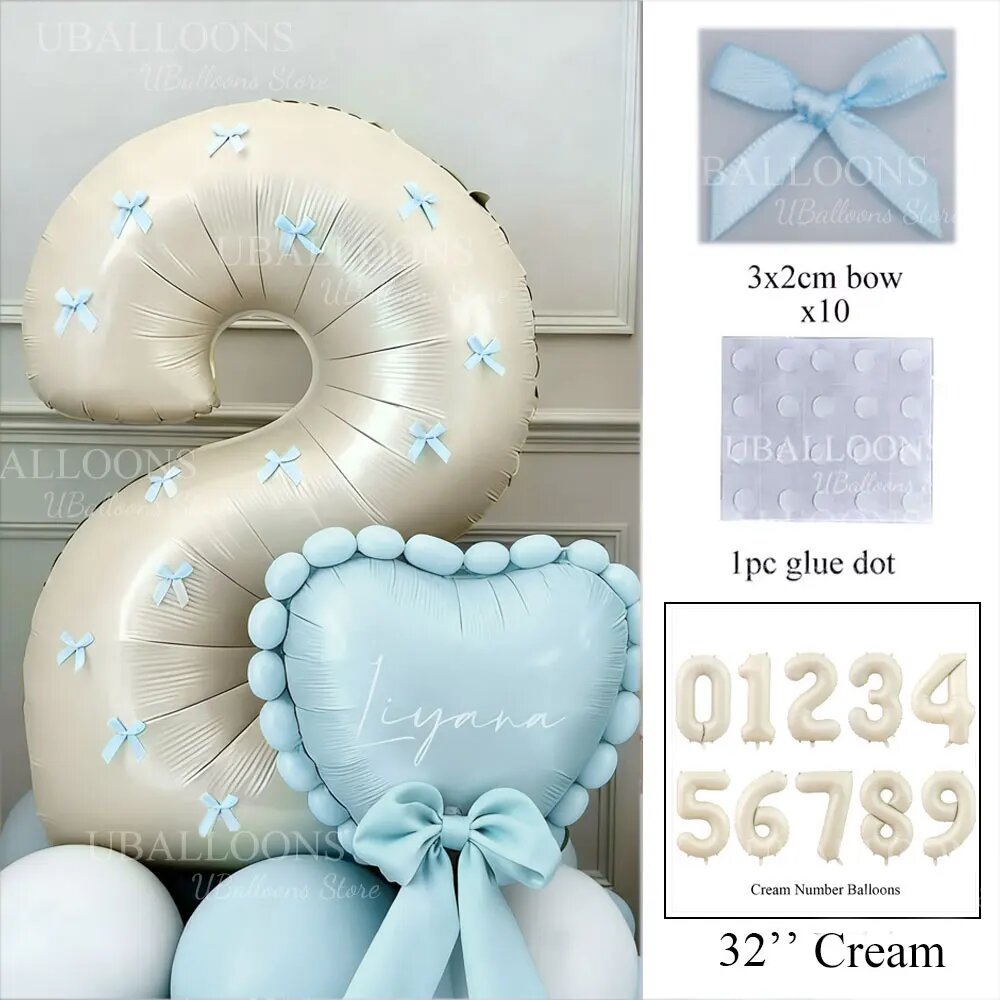 Кремовый шар "2" с бантами 32" MicroPlush
