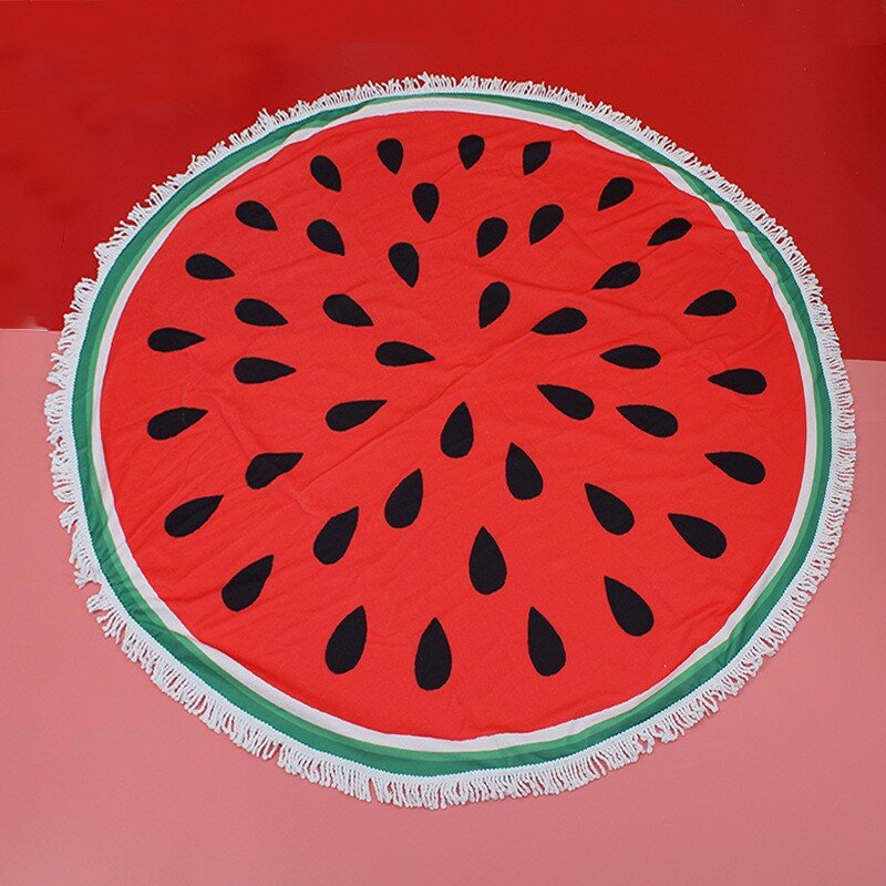 Производитель круглых пляжных полотенец продает новые длинные 1.5m с кисточками, экспортные супермягкие волокна, быстро сохнущие печатные банные полотенца