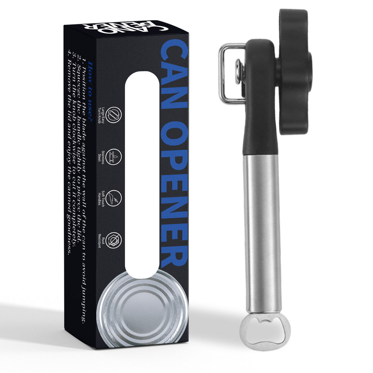 Многофункциональный консервный нож для кухни, нержавеющая сталь, одноручный, боковой, ручной, безопасный консервный нож