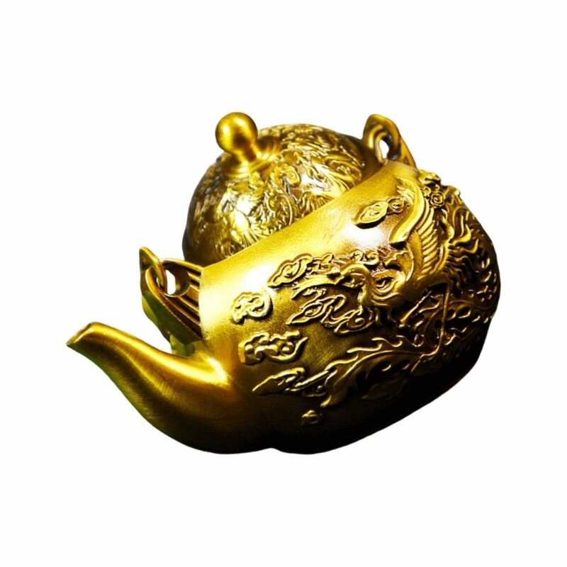 Простой латунный чайник в стиле ретро-Портативный с драконом и Фениксом C