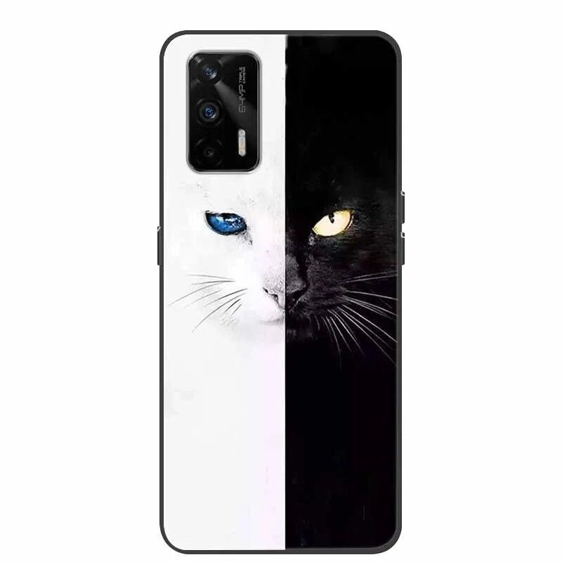 Чехол Realme GT 5G с кошкой, черный, силикон