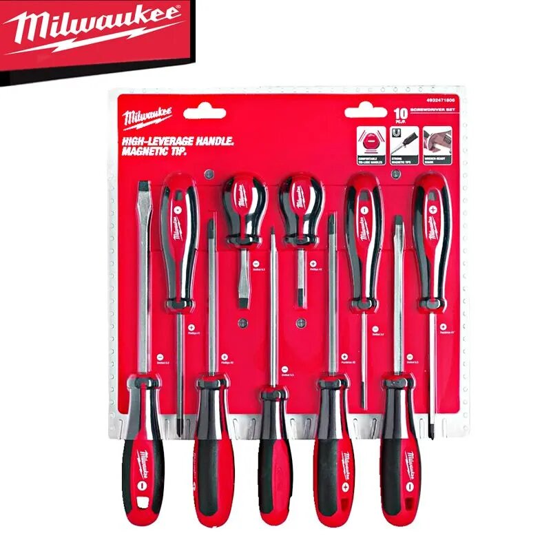 Milwaukee 4932471808 Набор из 10 отверток Tri-Lobe Магнитный наконечник ручные инструменты разных размеров