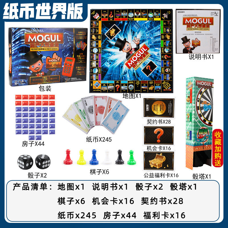 Монополия Супер Делюкс Эдишн Китайский Мировой Тур Полный Набор Электронная Игра с Банковскими Картами Настольная Игра