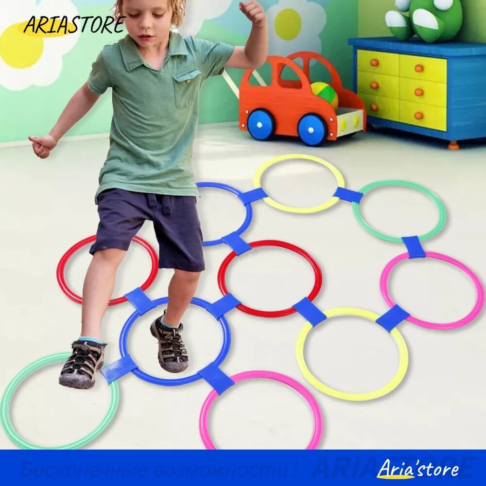 Набор детский спортивный игровой для активного отдыха ARIASTORE плоских обручей Тренировочный набор,38 см, 15 шт.