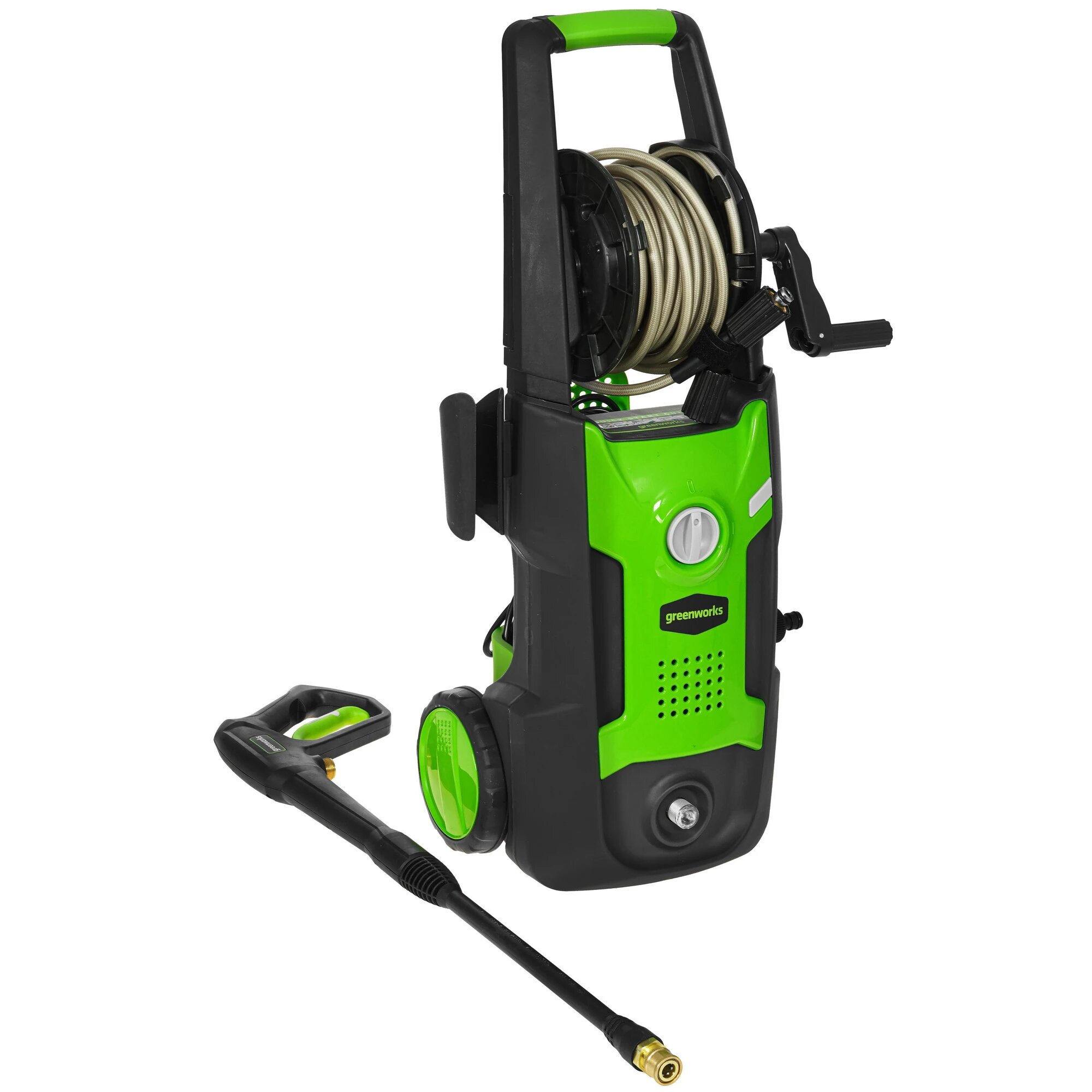 Мойка высокого давления GreenWorks GPWG4II, 1800Вт, с катушкой, зеленая