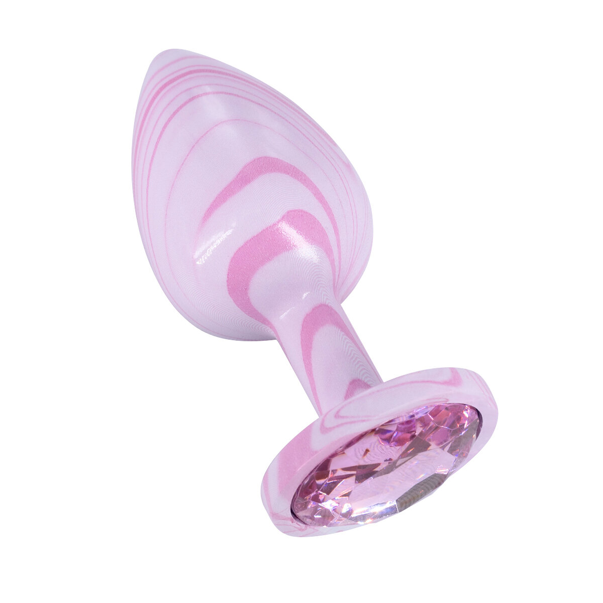 Анальная пробка Kanikule, алюминий, с кристаллом, мраморный узор, 7 см