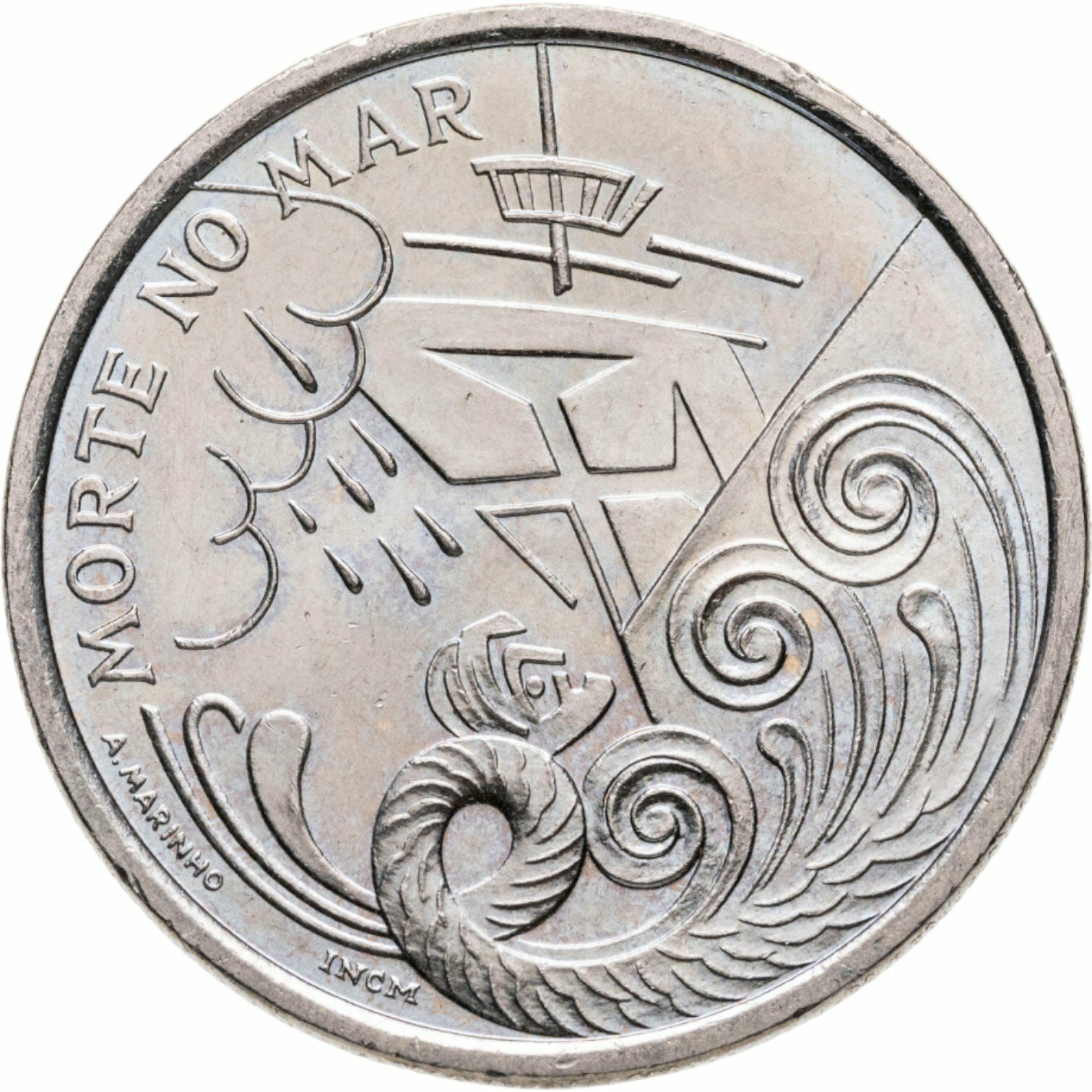 Португалия 200 эскудо escudos 1999 "Смерть в море", Мельхиор медь-никель, в сохранности UNC