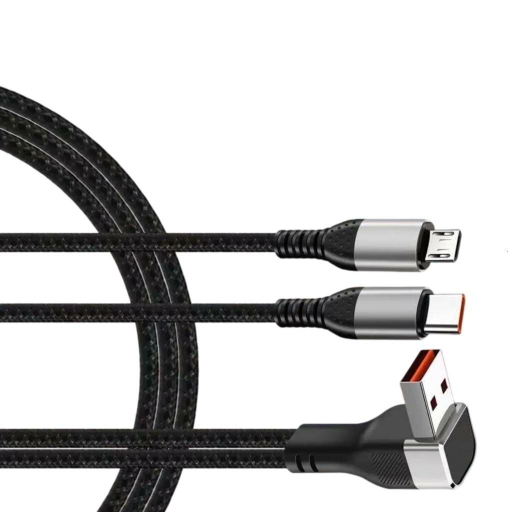 Кабель 2 в 1 с быстрой зарядкой 66 Вт и USB Type-C, Android и Type C - 3D USB